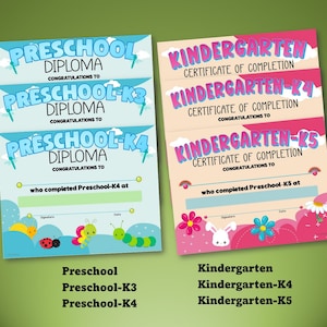 Preschool Kindergarten End of Year Graduation Certificates - Etsy