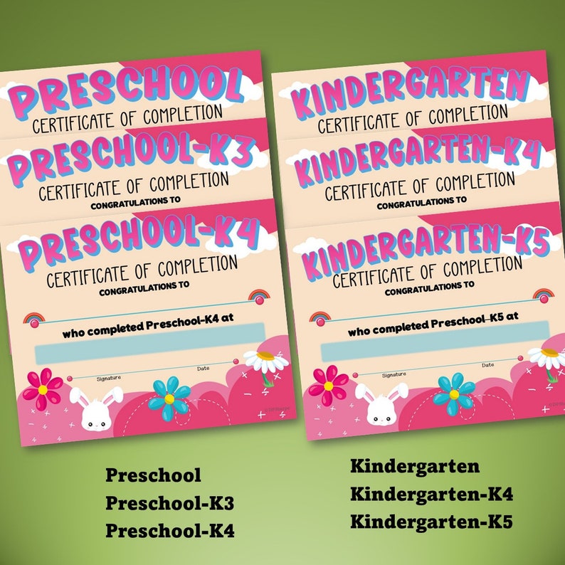 Preschool Kindergarten End of Year Graduation Certificates - Etsy