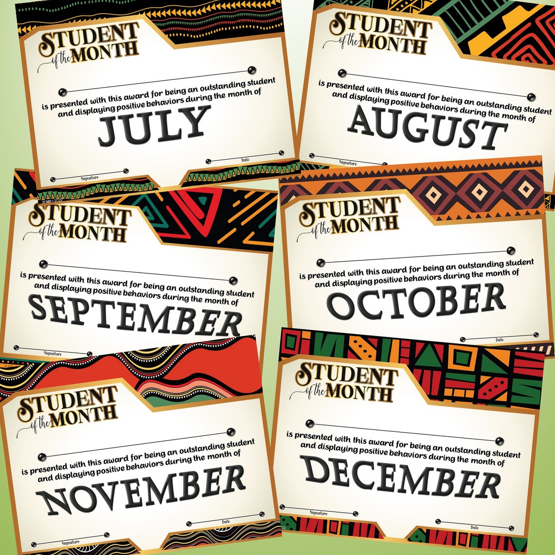 Student of the Month Certificates, Powerpoint Certificates, School ...