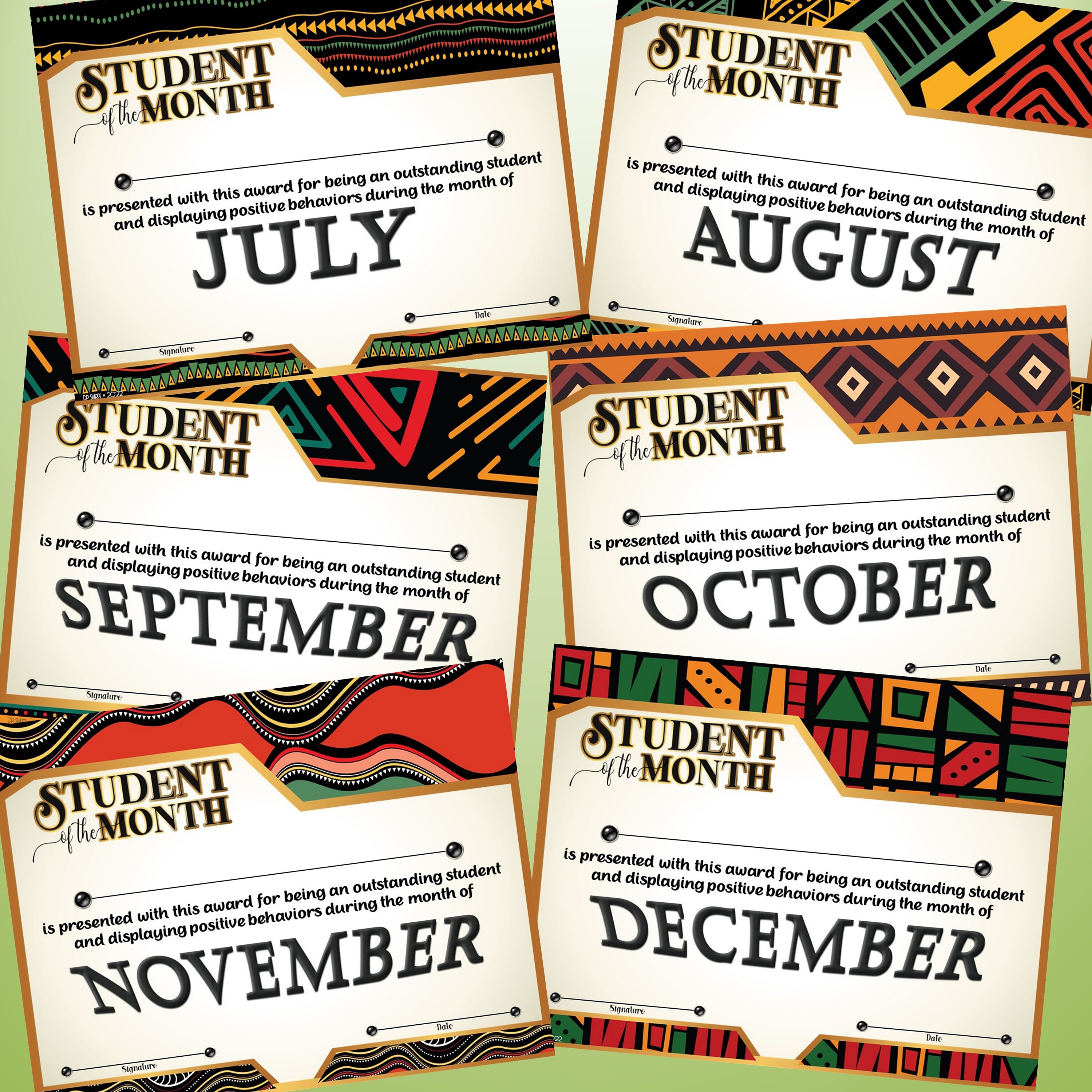 Student of the Month Certificates, Powerpoint Certificates, School ...