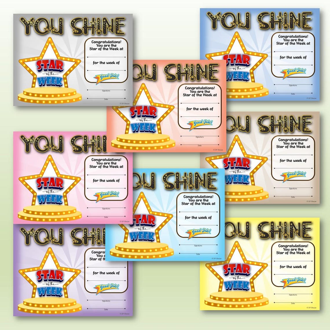 Star of the Week Certificates - Etsy