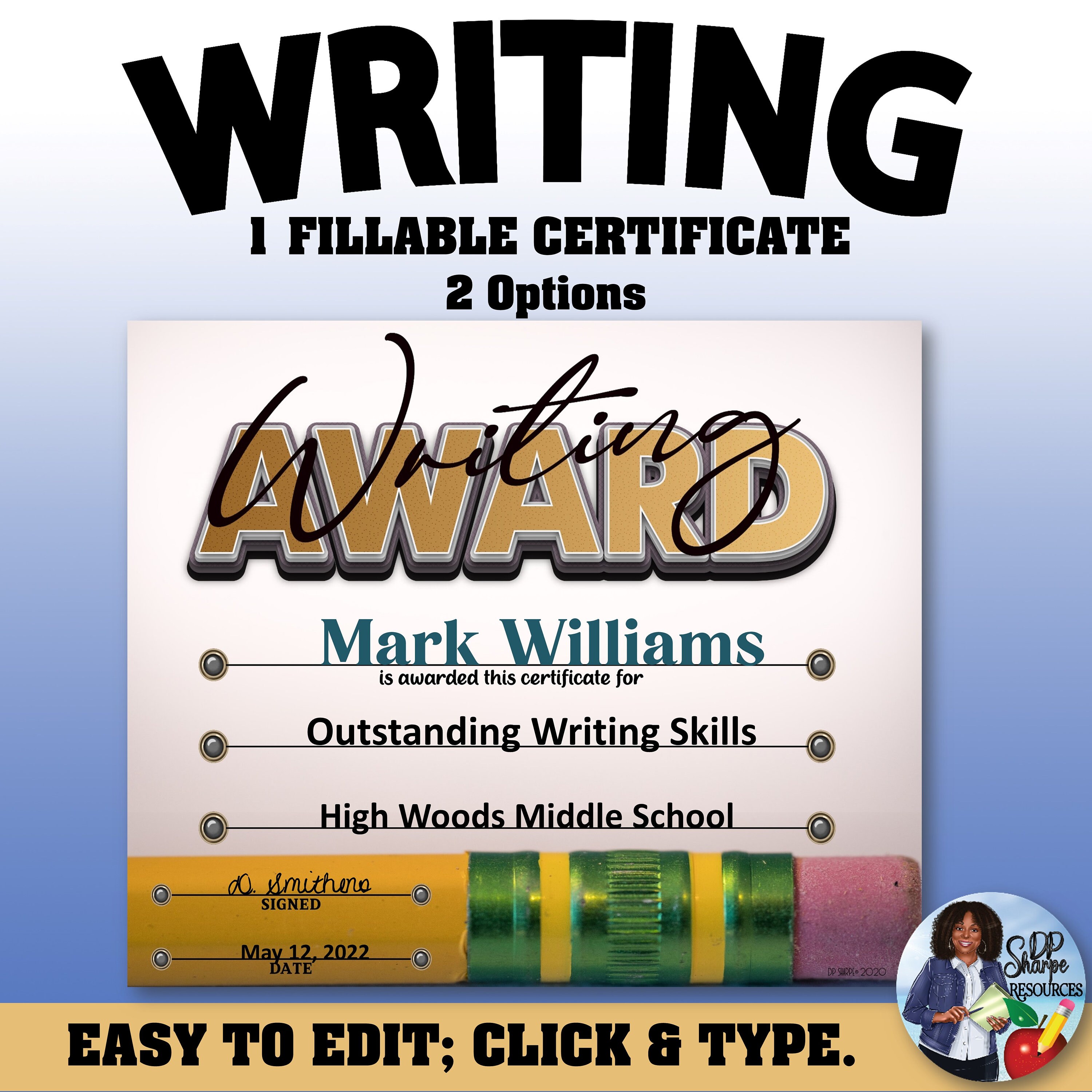 Writer Powerpoint Certificate, Powerpoint Certificate, Writer ...