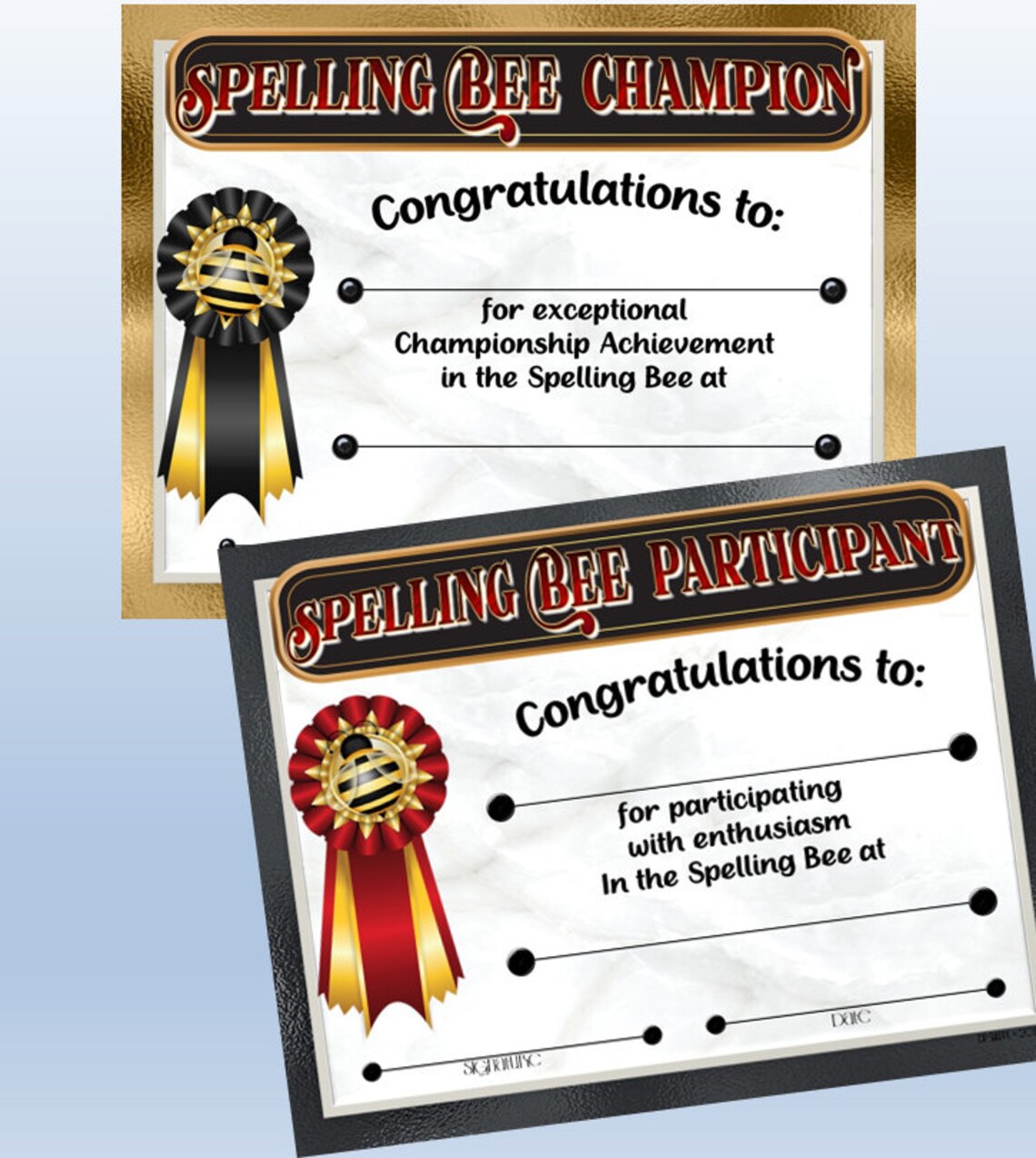 Spelling Bee Certificates, Powerpoint Certificates, Templates, Editable ...