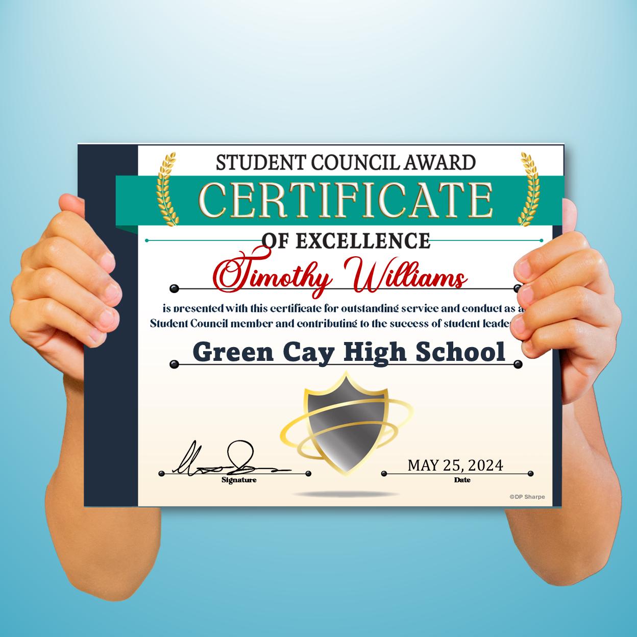 Student Council Certificate - Etsy