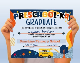 Preschool Kindergarten End of Year Graduation Certificates - Etsy