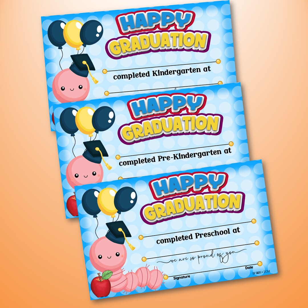 Graduation Certificates, Pre-k, Kindergarten, Preschool- Medal and ...