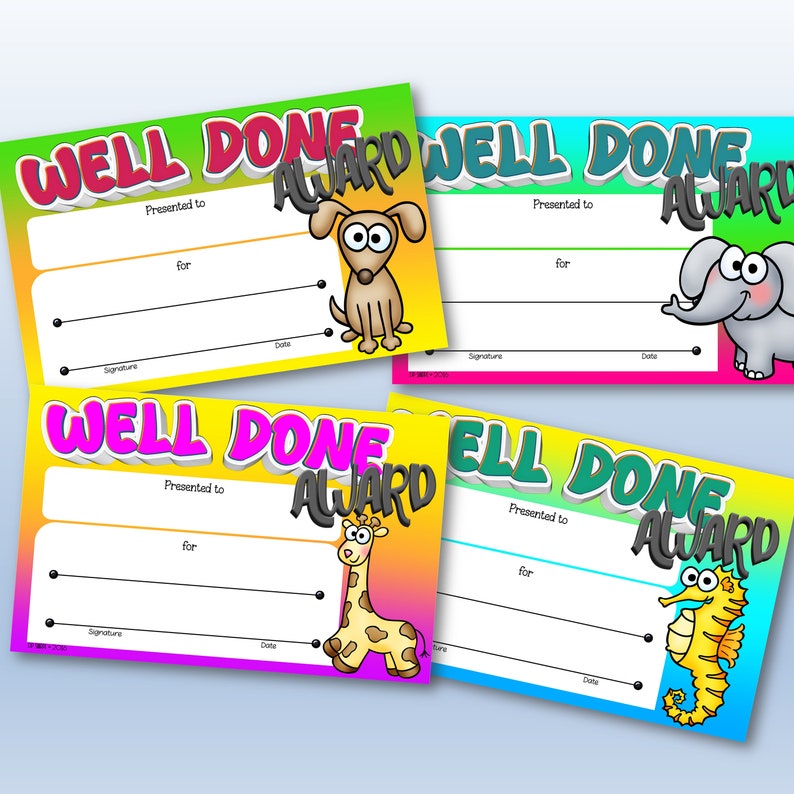 Well Done Certificates Powerpoint Certificates School - Etsy