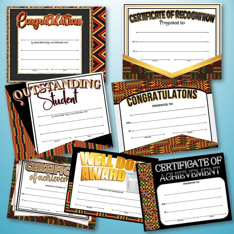 Achievement and Recognition Powerpoint Certificates, Kente Theme ...