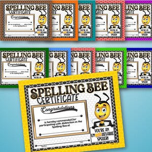 Spelling Bee Certificates, Powerpoint Certificates, Spelling Bee ...