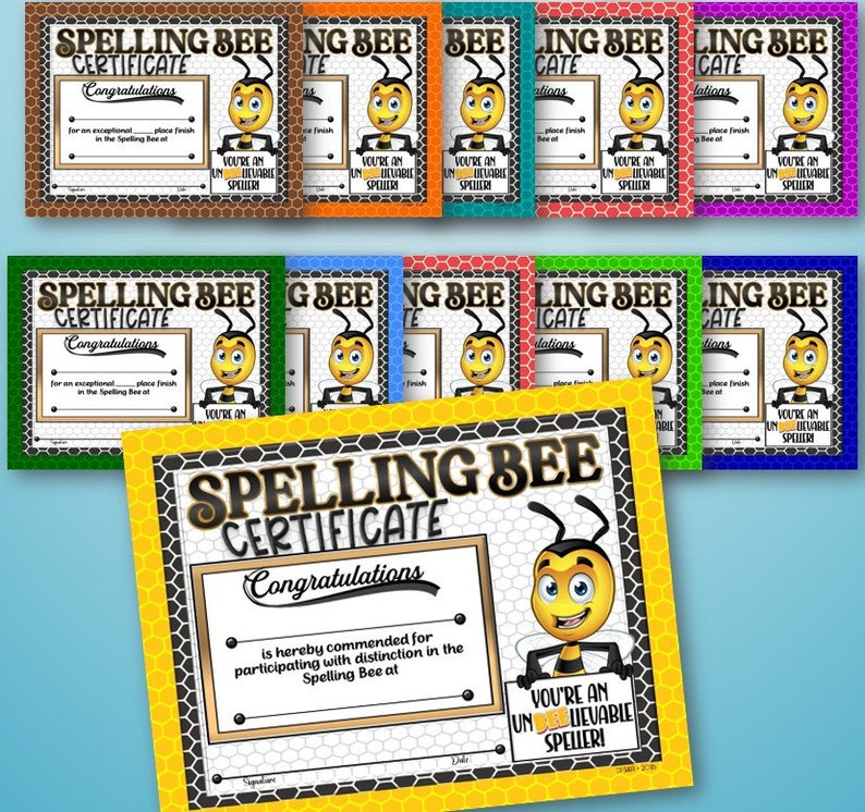 Spelling Bee Certificates, Powerpoint Certificates, Spelling Bee ...
