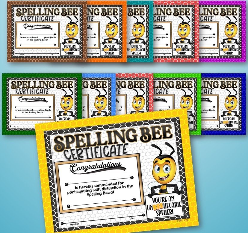 Spelling Bee Certificates, Powerpoint Certificates, Spelling Bee ...