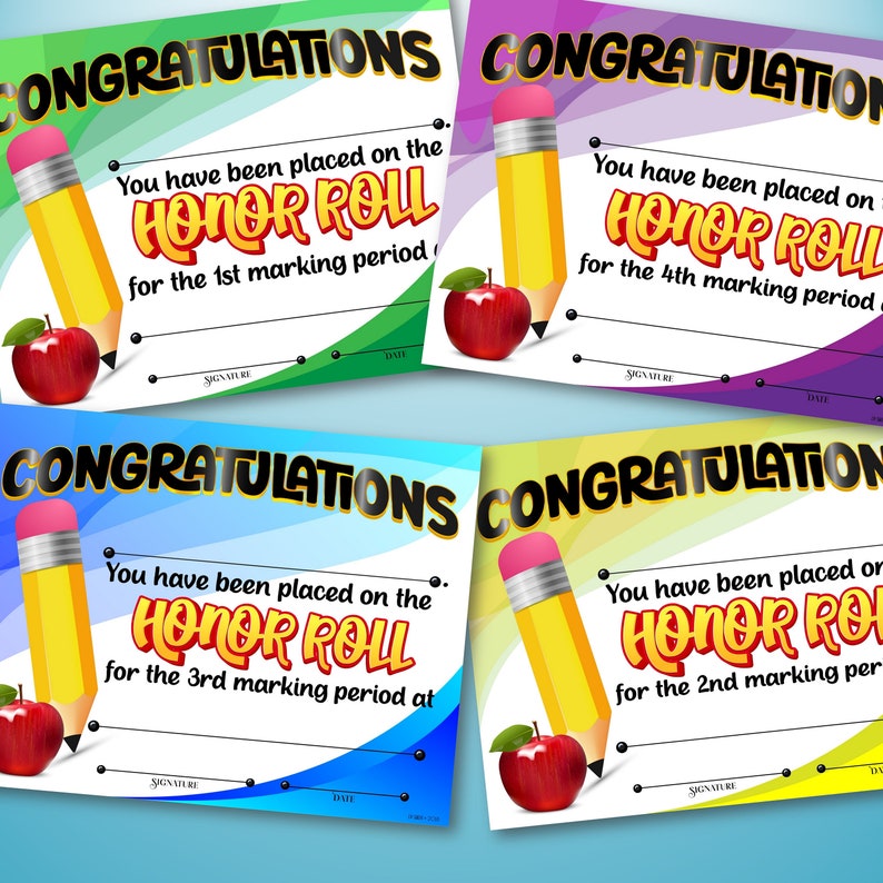 Digital, Instant Download, Fill and Print, Honor Roll, Templates ...