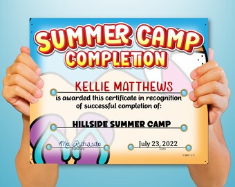 Summer Camp Certificate, Fillable Certificates, Powerpoint, Templates ...