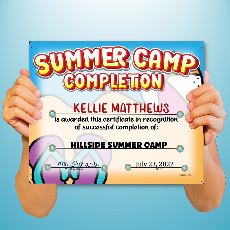Summer Camp Certificate Fillable Certificates Powerpoint - Etsy