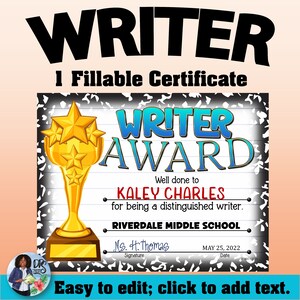 Writer Powerpoint Certificate, Powerpoint Certificate, Writer ...