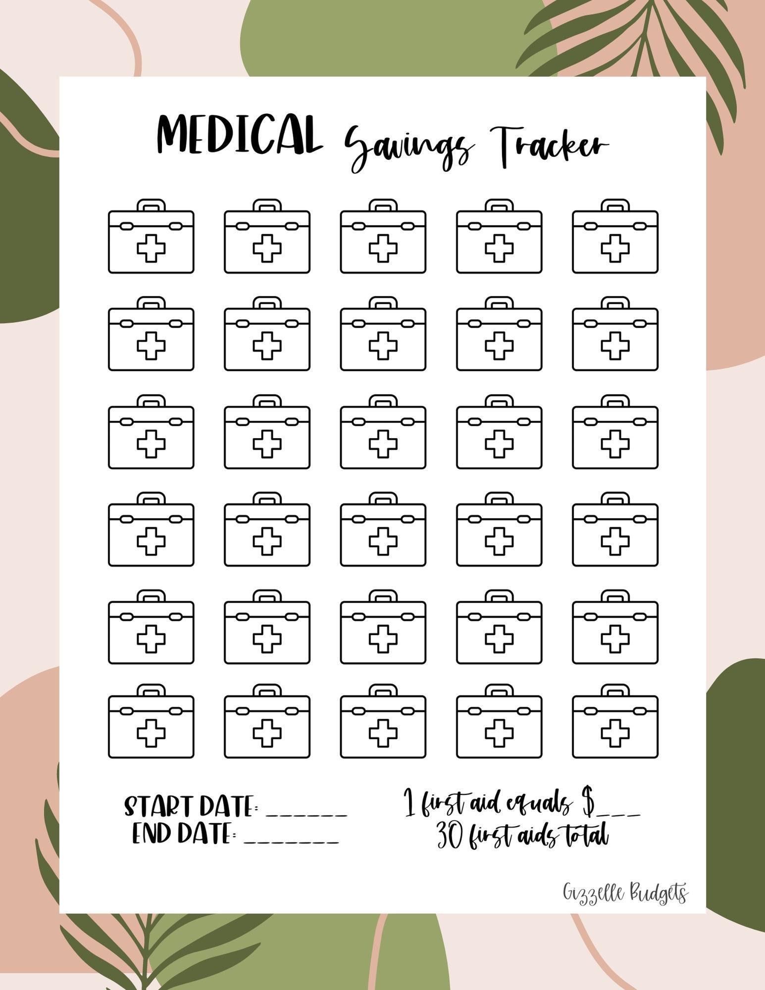 Medical Savings Tracker Printable | Digital Download Budget Planner PDF ...
