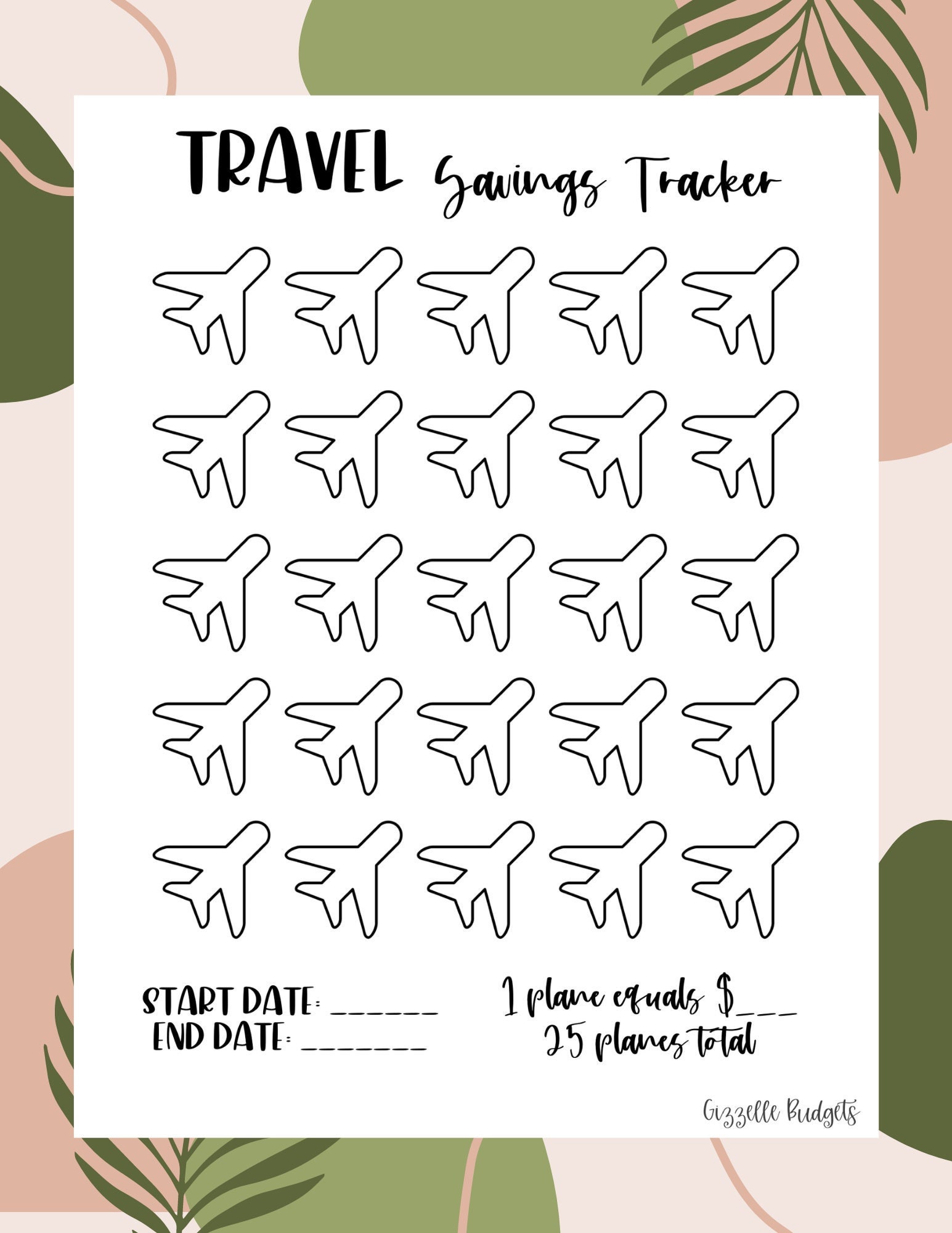 Travel Savings Tracker Printable I PDF Instant Download I Savings ...