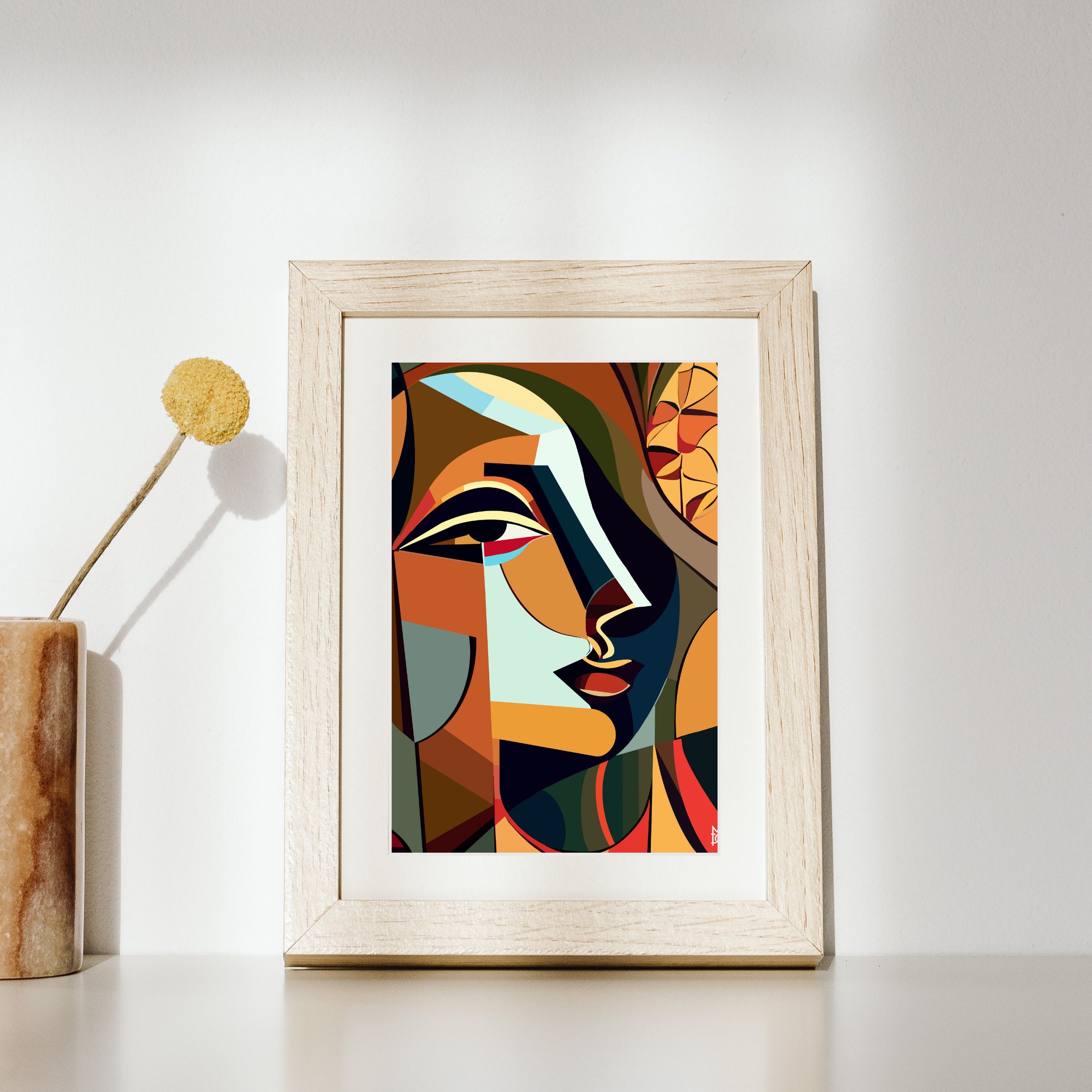 Elegant Emotion in Cubism, Minimalist Woman Drawing, Woman Digital ...