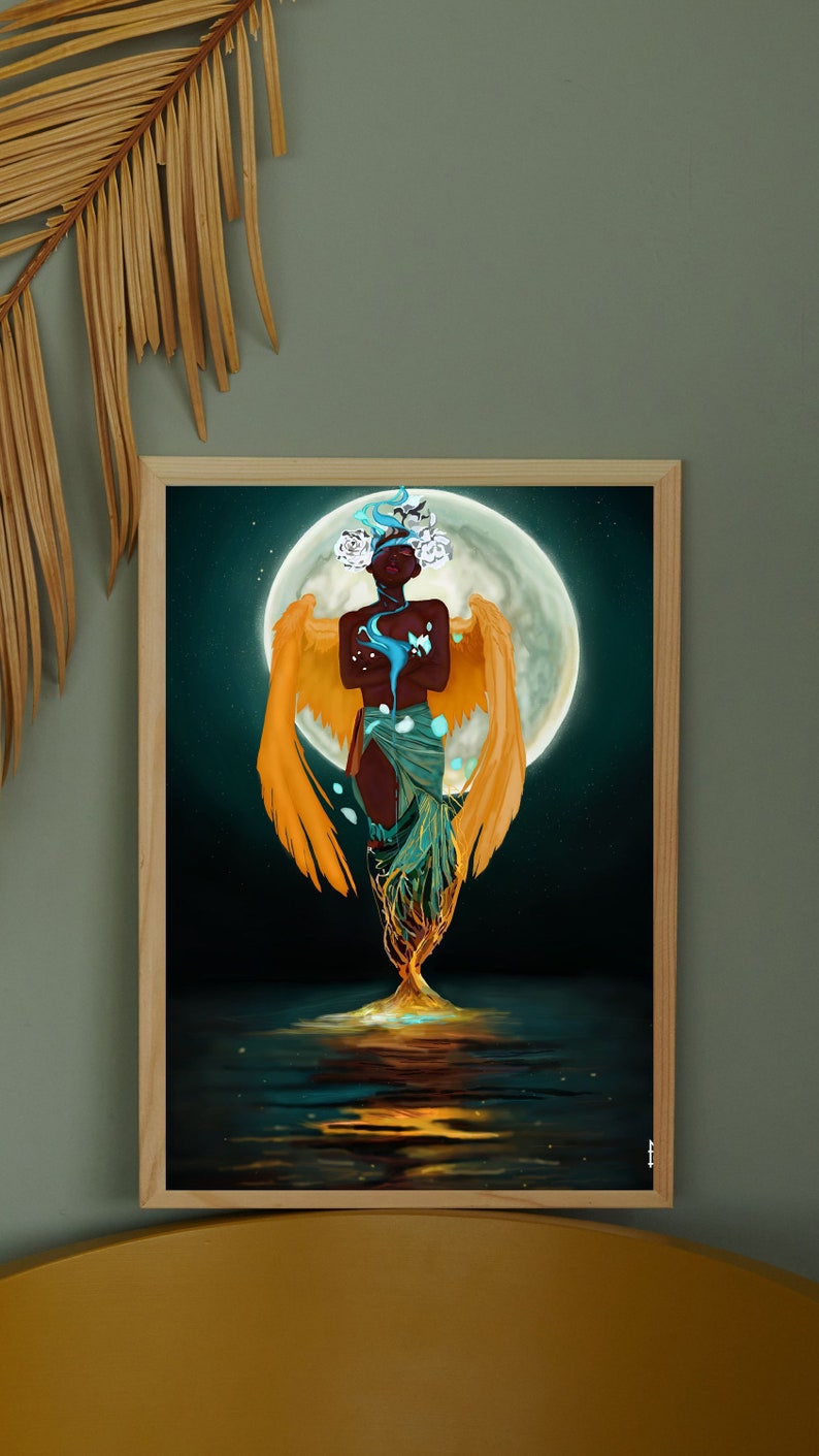 Water Goddess Art, Nigerian Water Goddess, Full Moon Goddess Print ...