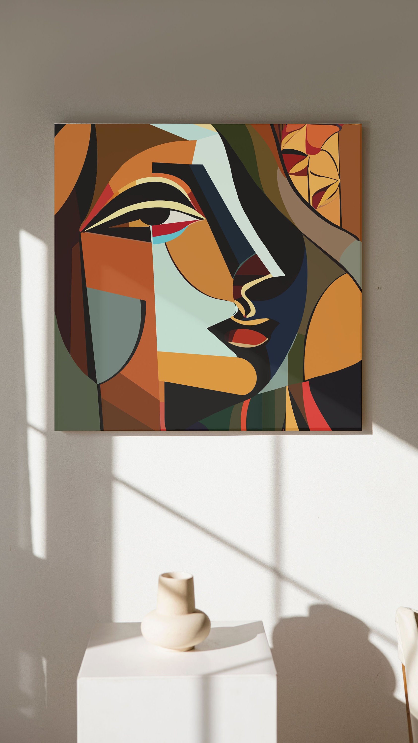 Elegant Emotion in Cubism, Minimalist Woman Drawing, Woman Digital ...