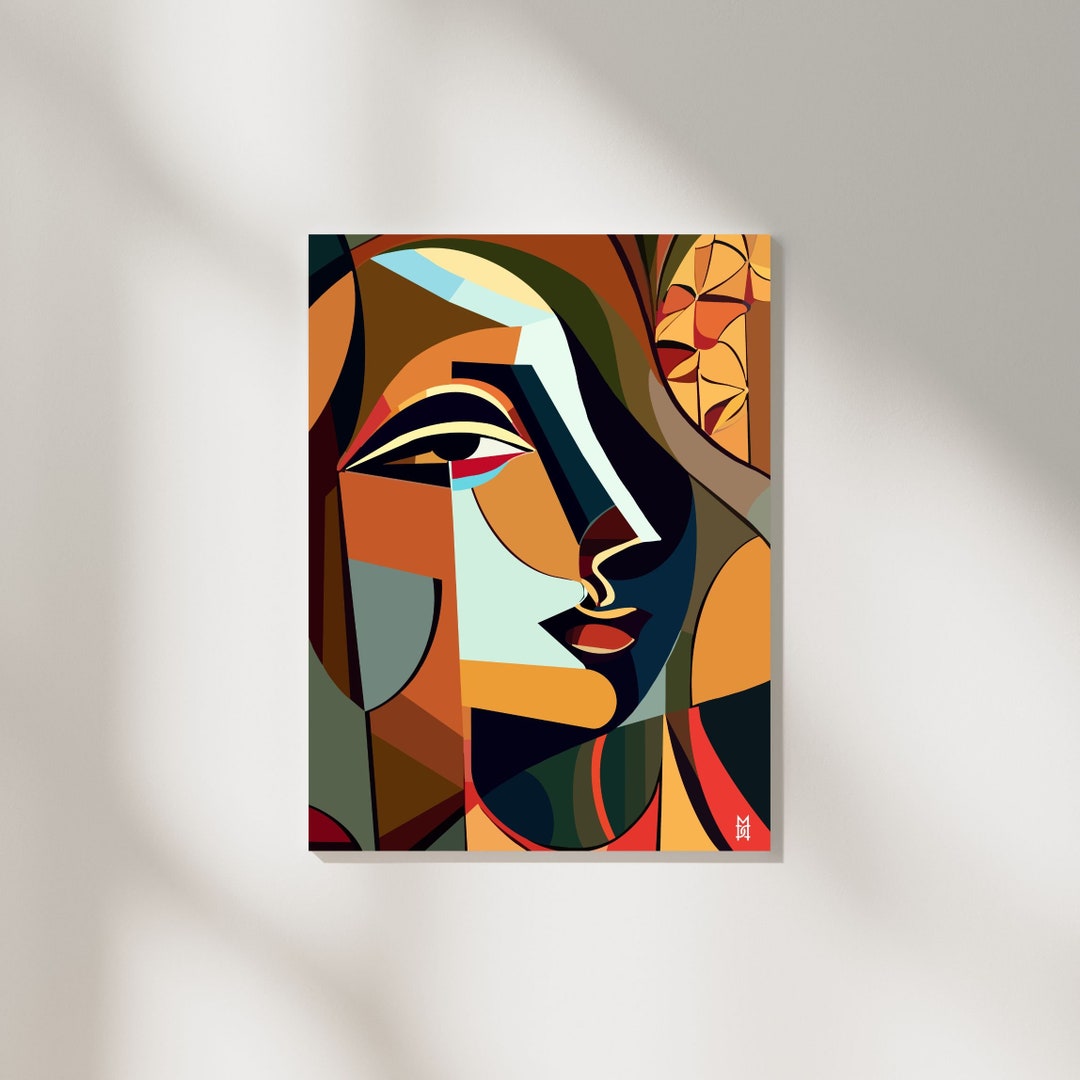 Elegant Emotion in Cubism, Minimalist Woman Drawing, Woman Digital ...