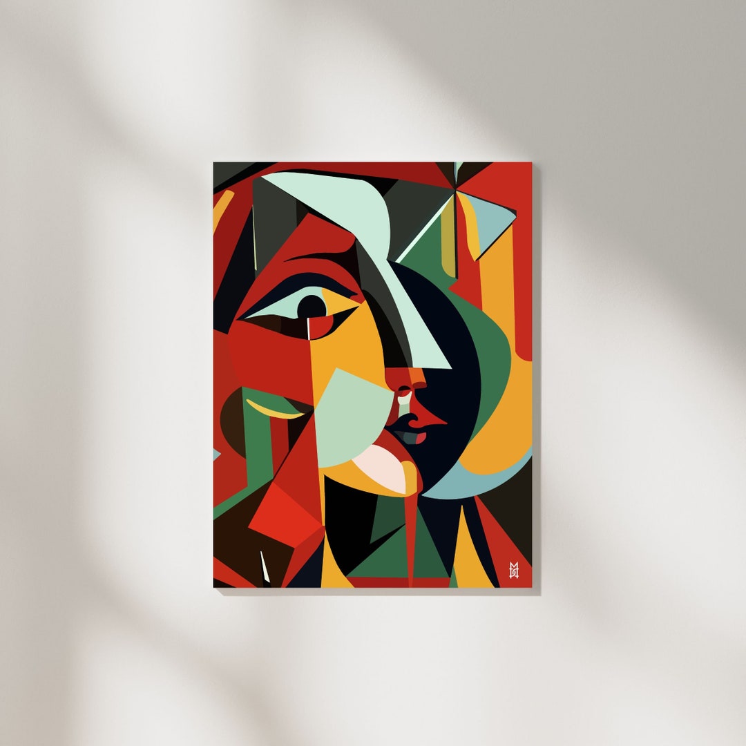 Colorful Abstract Face Art, Colorful Face Painting, Abstract Face Line ...