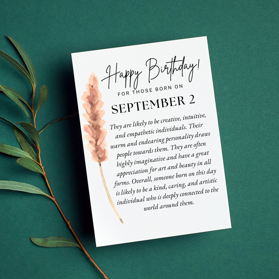 September 2 Birthday Card Birthday Card for Best Friend - Etsy