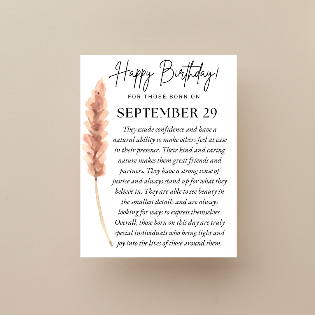 September 29 Birthday Blank Birthday Card for Her 75th - Etsy