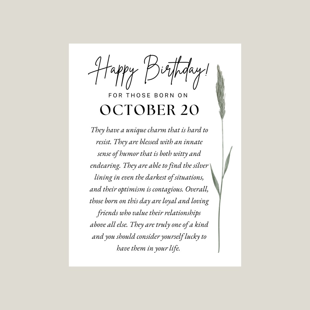 October 20 Birthday Card for Best Friend 40th Birthday Card - Etsy