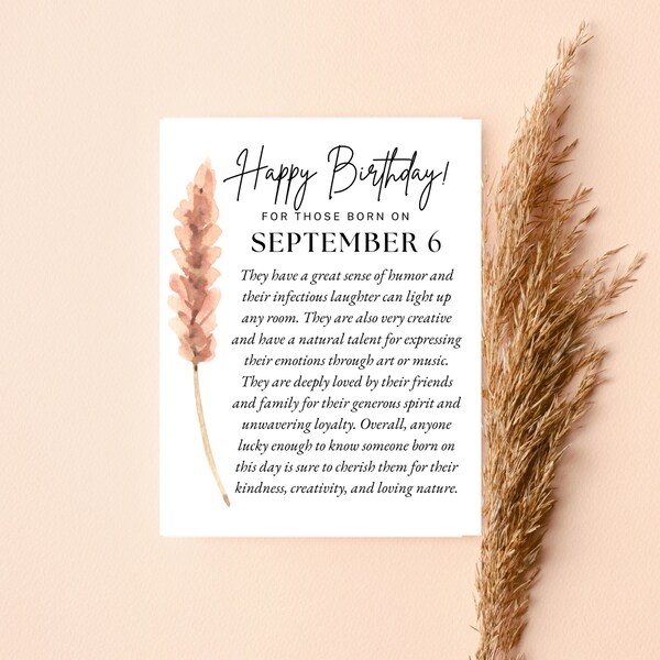 September Birthday Card - Etsy