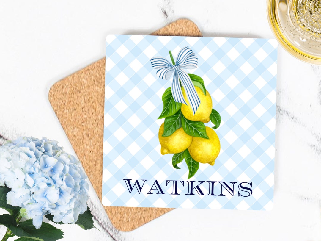 Preppy Lemon Hardboard Coasters Personalized Fruit Tree Drink Coasters ...