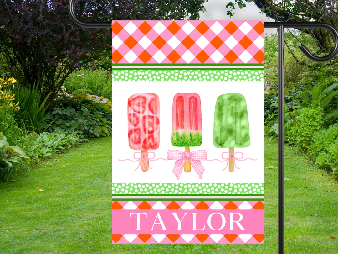 Preppy Summer Popsicles Garden Flag | Personalized Frozen Treat Yard ...