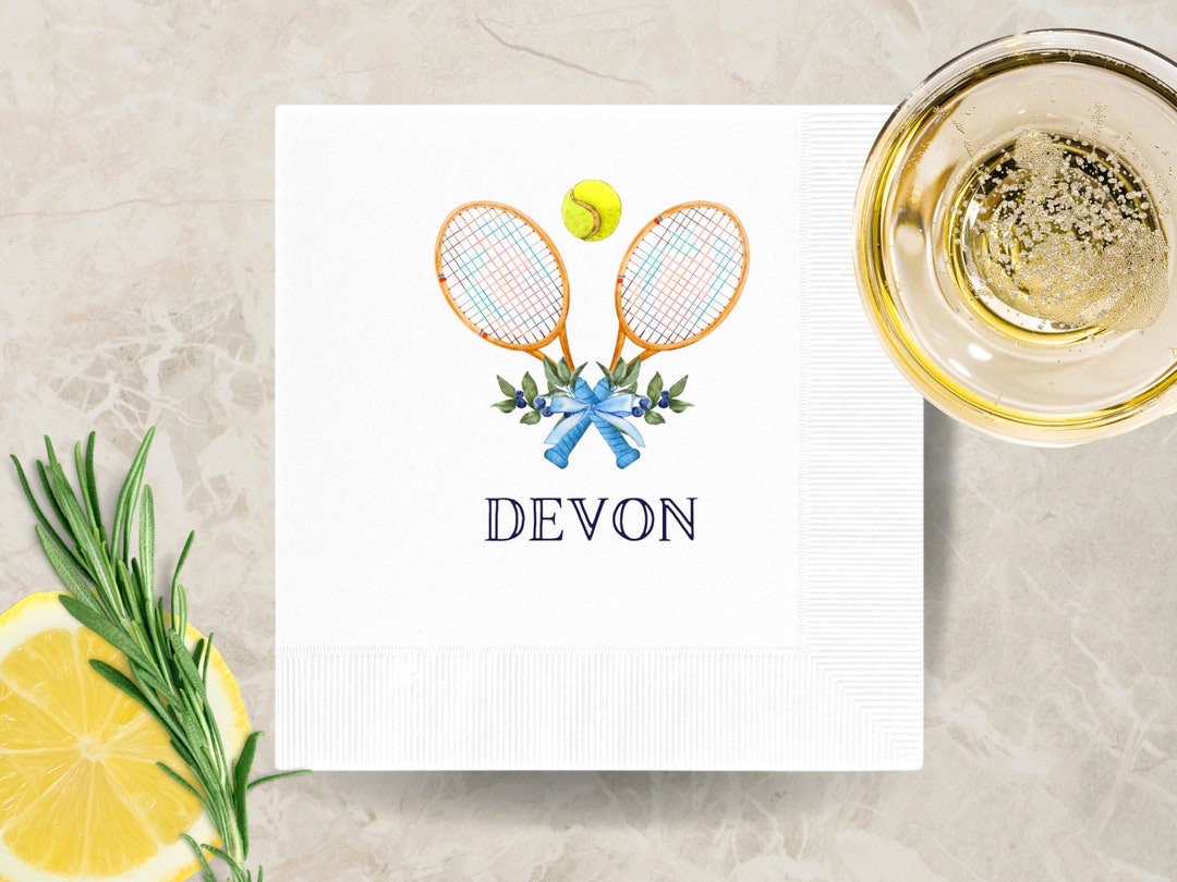 Preppy Tennis Racquet Cocktail Napkins Personalized Tennis - Etsy