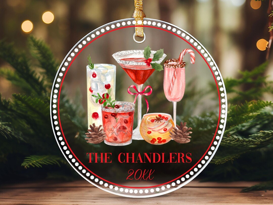 Preppy Christmas Cocktails Acrylic Ornament Personalized Mixed Drinks ...