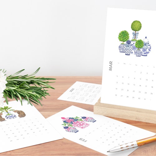 Preppy Chinoiserie Ginger Jar Desk Calendar 2033 Topiary - Etsy