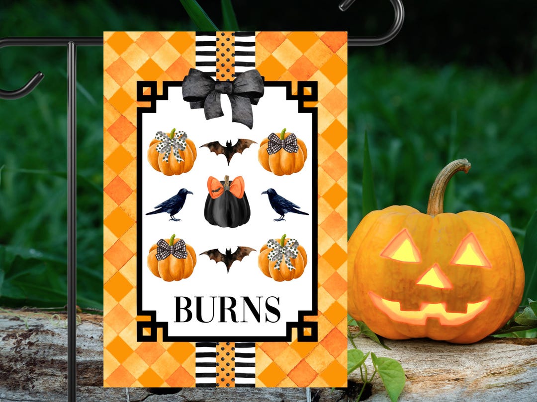 Preppy Pumpkin Bats Birds Garden Flag | Personalized Halloween Yard ...
