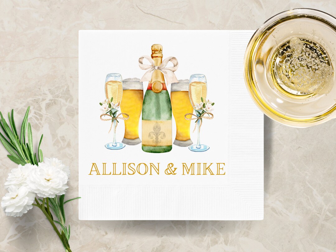Preppy Bubbles Brew Cocktail Napkins | Personalized Couples Shower ...