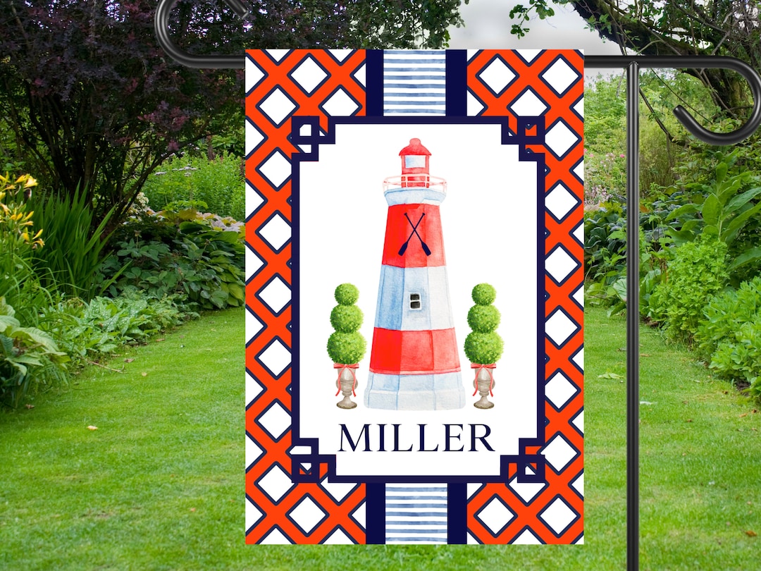 Personalized Nautical Lighthouse Garden Flag: Coastal House Flag ...