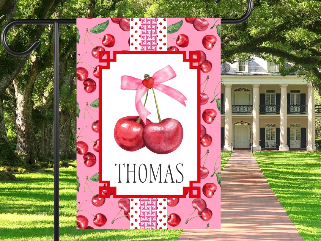 Personalized Red Cherry Garden Flag: Valentine's Day House Flag Outdoor ...