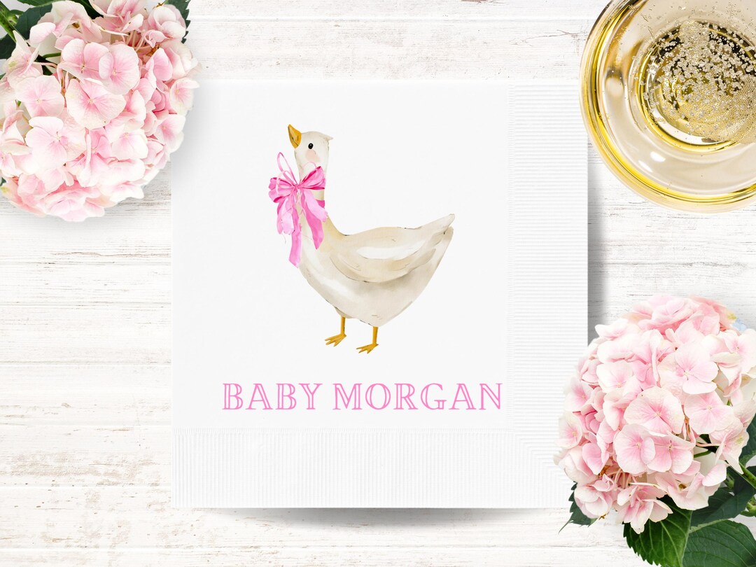 Preppy Goose Cocktail Napkins | Personalized Baby Girl Paper Napkins ...