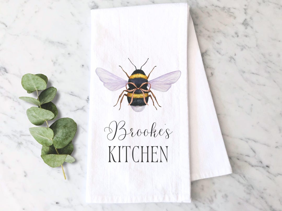 Preppy Bumble Bee Tea Towel | Personalized Honey Bee Kitchen Towel ...
