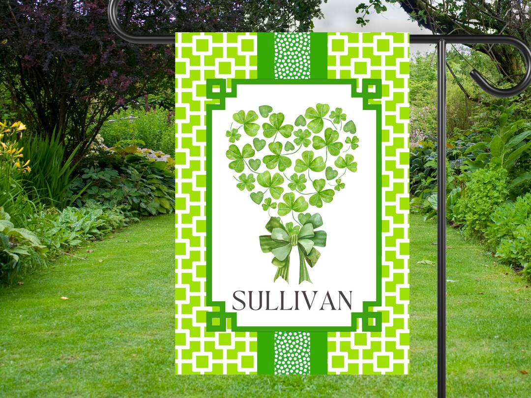 Personalized St Patrick's Day Shamrock Heart Garden Flag: Irish Holiday ...