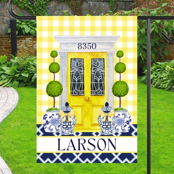 Preppy Chinoiserie Yellow Front Door - Etsy