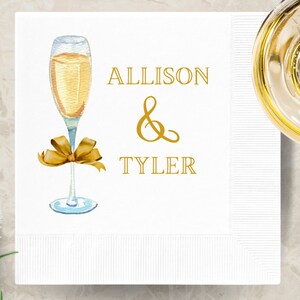 Preppy Champagne Flute Cocktail Napkins Personalized Engagement Party ...