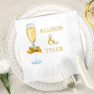 Preppy Champagne Flute Cocktail Napkins Personalized Engagement Party ...