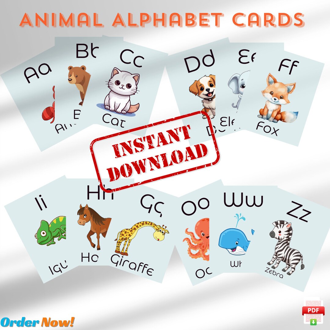 Animals of the World Alphabet Cards - Etsy