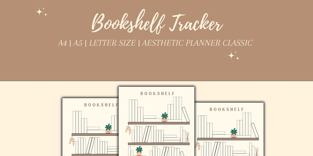 Digital and Printable Bookshelf Trackers Unique Book Journal for ...
