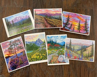 Celestial Note Card Set 7 Cards With Envelopes - Etsy