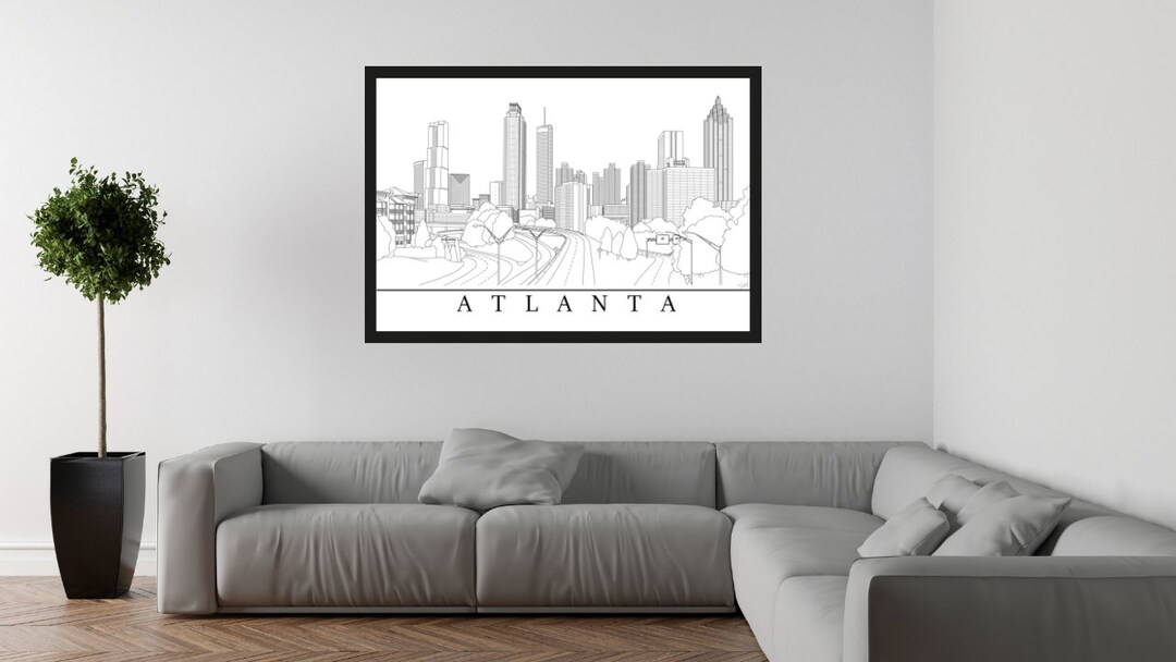 Printable Atlanta Cityscape, Atlanta Wall Art, Atlanta Line Drawing ...