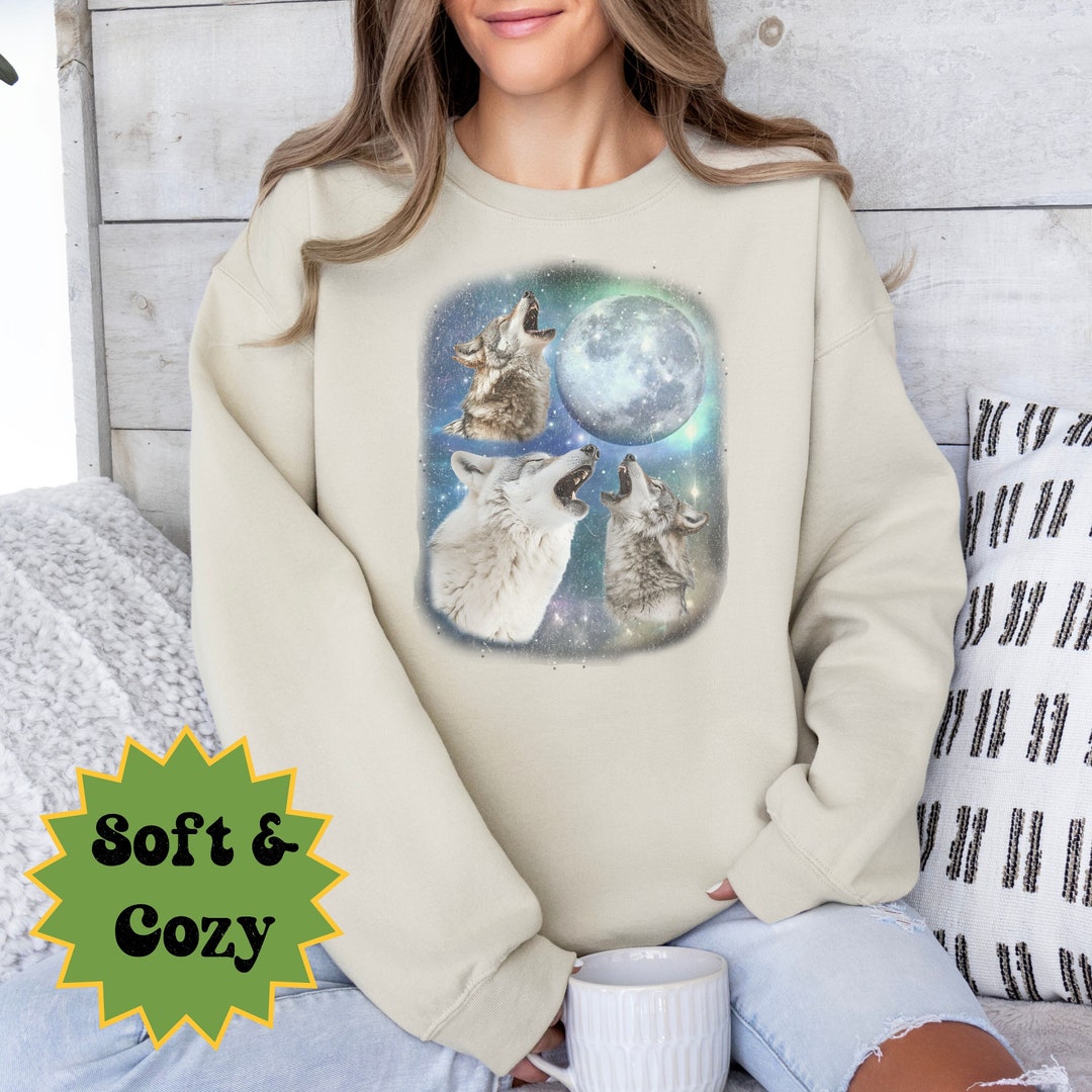 Funny Weirdcore Sweatshirt, Cursed Wolves Shirt, Unisex Crewneck ...